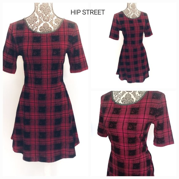 Divided | Dresses | Divided Red Buffalo Plaid Ss Stretch Scoop Neck ...